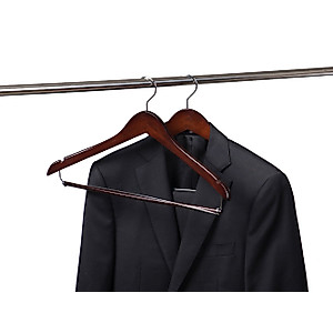 Quality Hangers Wooden Hangers Beautiful Sturdy Suit Coat Hangers with Locking Bar Chrome Hooks (20)