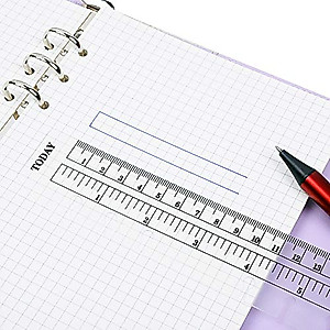 JKJF 4 Pcs Plastic Page Marker Snap-in Bookmark Ruler Binder Ruler for A5 Size 6-Hole Notebook Filler - Clear and Black