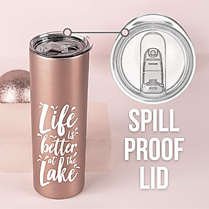 Lake Gifts for Women, Life is Better at the Lake 20oz Stainless Steel Insulated Tumbler, Housewarming Gifts for Lake House, Fishing Gifts, Perfect for Boat Owner/Lake Lovers, Lake Life Gifts