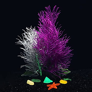 LPFLASAT Fish Tank Decorations Aquarium Decorations Fish Tank Aquarium Decor Fish Tank Decor Aquarium Accessories Turtle Tank Fish Tank Glow Plants Aquarium Ornament 1 Pieces (Big-Purple)