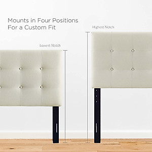 Modway Emily Tufted Button Linen Fabric Upholstered Queen Headboard in Ivory