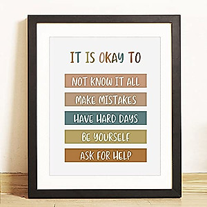 Boho Classroom Decor It Is Okay To Be Yourself Classroom Wall Decor Teacher Gift Child Art Playroom Decor Classroom Quotes - UNFRAMED (8X10 INCH)