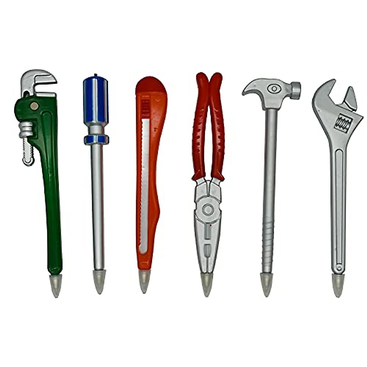Maydahui 20PCS Hardware Hand Tool Pens Novelty Shape Black ink Ballpoint Pen Pipe Wrench Pincer Pliers Art Knife Spanner Hammer Screwdriver for School Skilled Worker