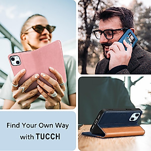TUCCH Case Wallet Compatible with iPhone 15 Plus, Kickstand Flip Folio [RFID Blocking] [3 Card Slot] PU Leather Cover [Protective TPU Interior Case] for iPhone 15 Plus 6.7 Inch, Classic Black