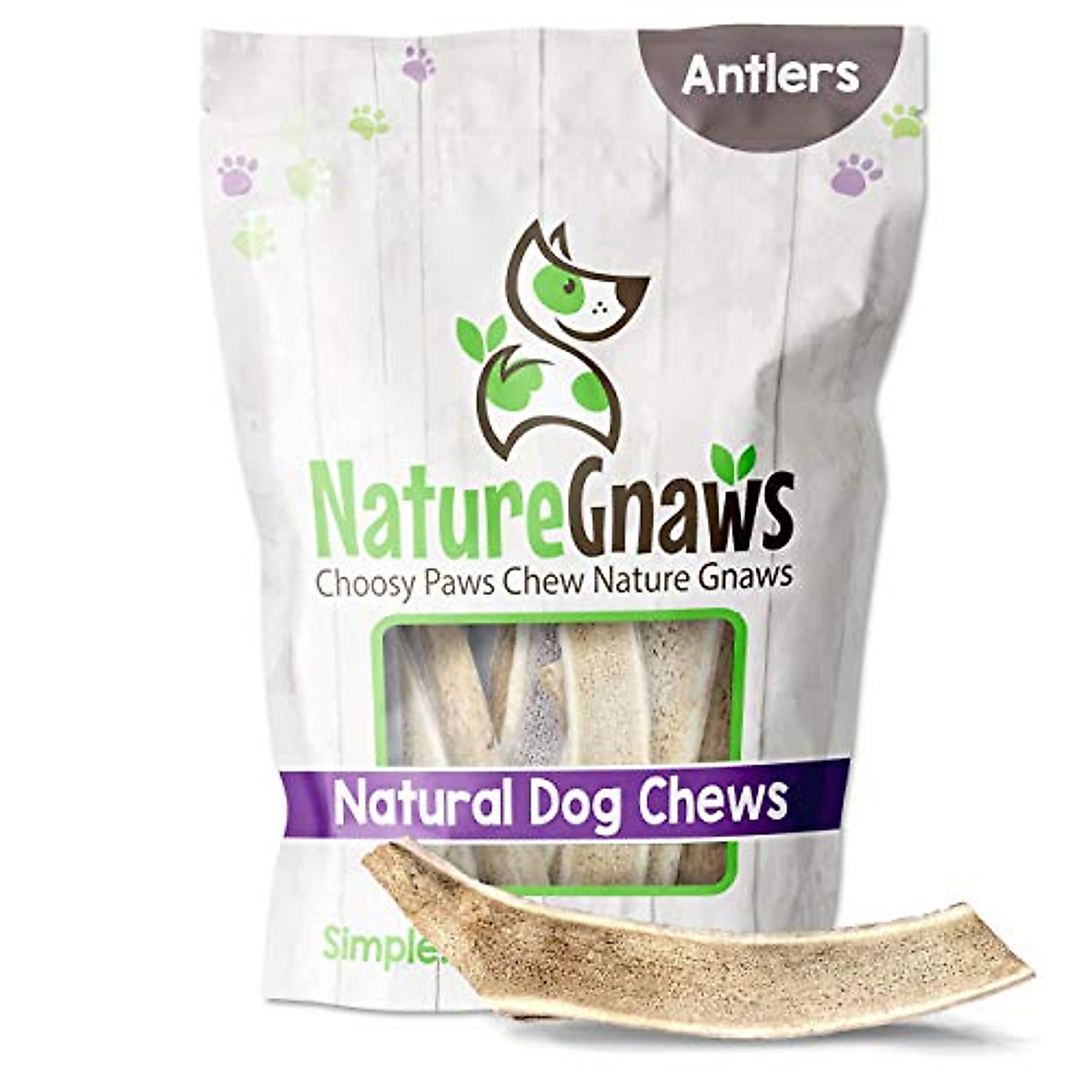 Nature Gnaws Antlers for Dogs - Premium Natural Deer and Elk Antler Chews - Long Lasting Dog Chews for Aggressive Chewers - Mix of Split and Whole