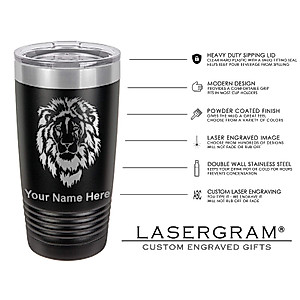 LaserGram 20oz Vacuum Insulated Tumbler Mug, Alien Head, Personalized Engraving Included (Black)