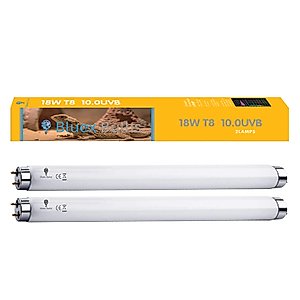 2 Pack 18W-Watt T8 Reptile Light Desert UVA UVB 10.0 Fluorescent Tube - 24" Terrarium Hood Light Suitable for Desert Reptile Lizards Bearded Dragons & More Promotes Natural Behavior UVB Bulb (24 Inch)