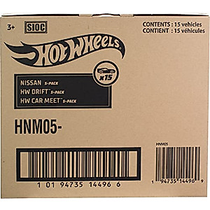 Hot Wheels Set of 15 Toy Cars or Trucks, 3 Themed 5-Packs of 1:64 Scale Die-Cast Vehicles (Styles May Vary)