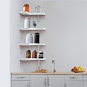 Géneric Set of 4 White Corner Shelves - Corner Floating Shelves - Corner Shelf Wall Mount - Hanging Corner Shelf for Living Room Kitchen Bathroom Bedroom