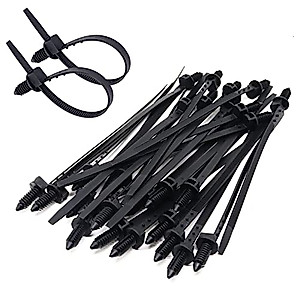 SWZHAI 50 PCS Push Mount Zip Ties, 6.89 Inch Nylon Car Mount Wire Ties Snap in Cable Zip Ties, Black Automotive Zip Ties Fastener Wire Harness Clips for Wire Tying (6.89" L x 0.22"W)