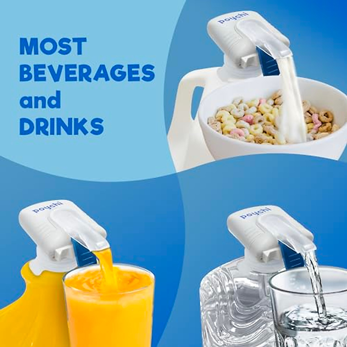 Automatic Drink Dispenser - Hands-Free Electric Tap Drink Dispenser, Universal Bottle Cap Dispenser, Perfect for Milk, Juice and Almost All Drink, Home Kitchen Party Wedding (2 Pack)