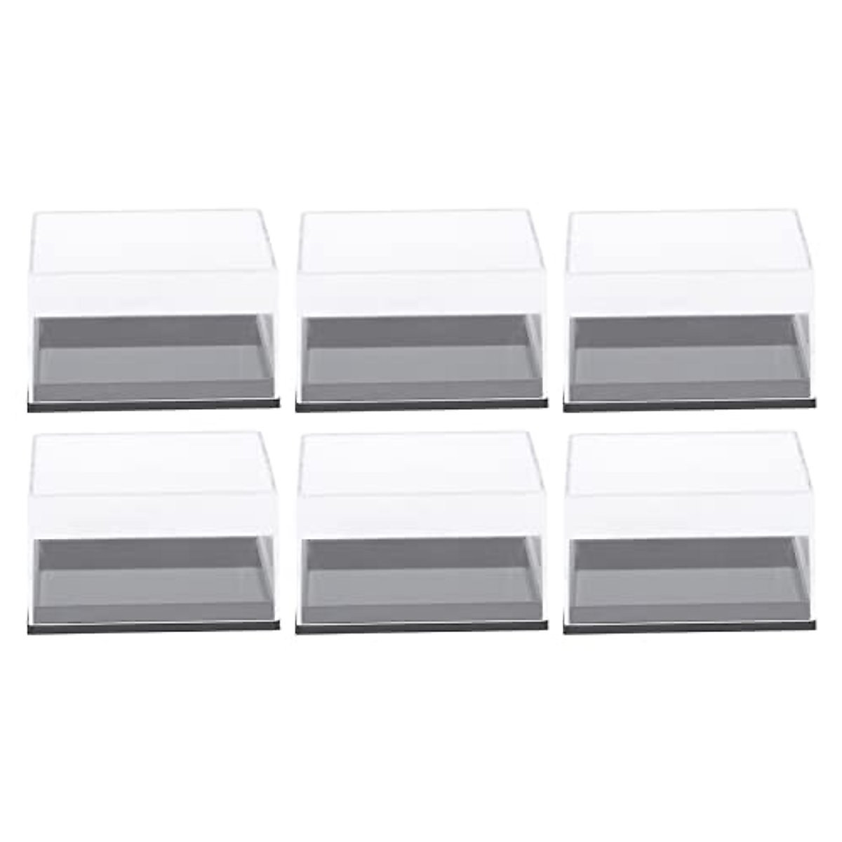 Cabilock 6pcs Transparent Plastic Boxes Natural Rough Mineral Specimen Display Cases Countertop Boxes Cube Transparent Display Boxes Pop Figures Display Collectibles Mineral Specimen