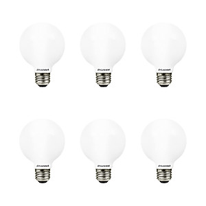 SYLVANIA LED TruWave Natural Series Globe G25 Light Bulb, 40W Equivalent, Efficient 4.5W, 350 Lumens, Dimmable, Frosted, 2700K, Soft White - 6 Pack (40887)