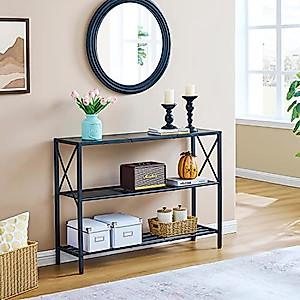 Hoctieon Black Console Tables for Entryway, 3 Tier Entryway Table, Narrow Sofa Table with Shelves, Hallway Table for Entryway, Living Room, Foyer, Office