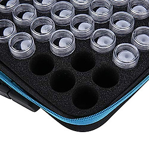 60 Slots Diamond Painting Storage Case, Shockproof Diamond Art Craft Accessories Containers for Jewelry Beads Rings Charms Glitter Rhinestones Come with 60 Plastic Jars (Blue)