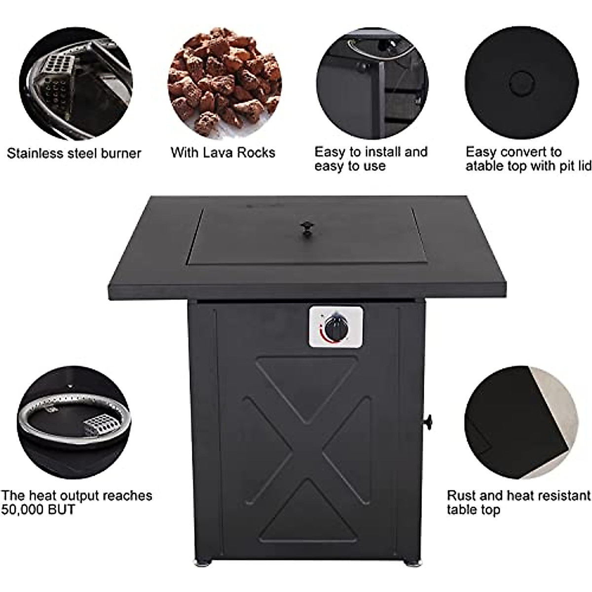 Grand patio Outdoor Furniture with Fire Pit Table Recliner Wicker Chairs 3 Pieces Reclining Chair for Patio Garden Backyard, Cool Grey