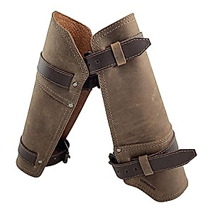 Valhalla Gear, Set of 2 Vambrace Bracers, Viking Style Hand Protector for Archery, Medieval Armband, Wrist Guard, Adjustable Buckles, Full Grain Leather, Handmade, Bourbon Brown