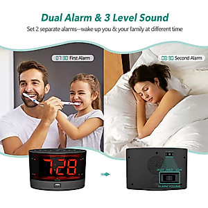 ANJANK Extra Loud Alarm Clock for Heavy Sleepers, Wireless Bed Shaker, Vibrating Dual Alarm, Deaf and Hearing-impaired, Adjustable Volume/Dimmer/Wake up Mode, USB Charger Port