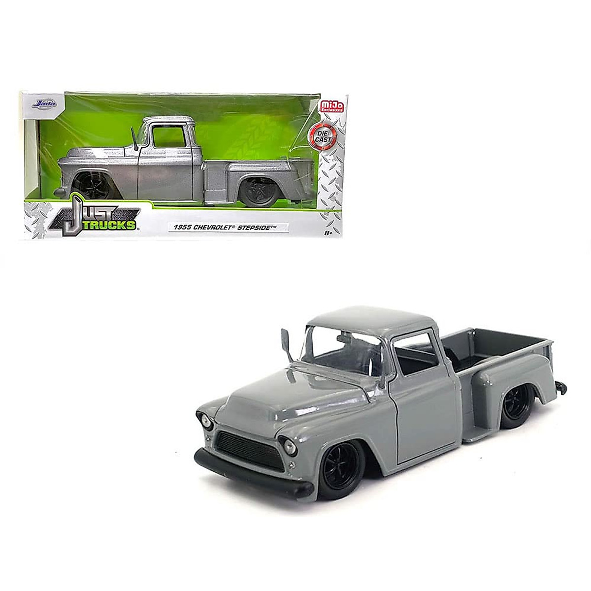 1955 Chevy Stepside Pickup Truck Gray Just Trucks Series 1/24 Diecast Model Car by Jada 34296
