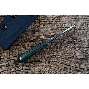 TWO SUN TS150 Fixed Knife M390 Satin Blade Kydex Sheath Outdoor Camping Hunting EDC, green