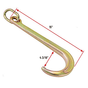 SPARKWHIZ 15 Inch J Tow Hook Heavy Duty Grade G70 5,400 lbs, Axle Strap Wrecker Roll Back Clevis, 2 Pack