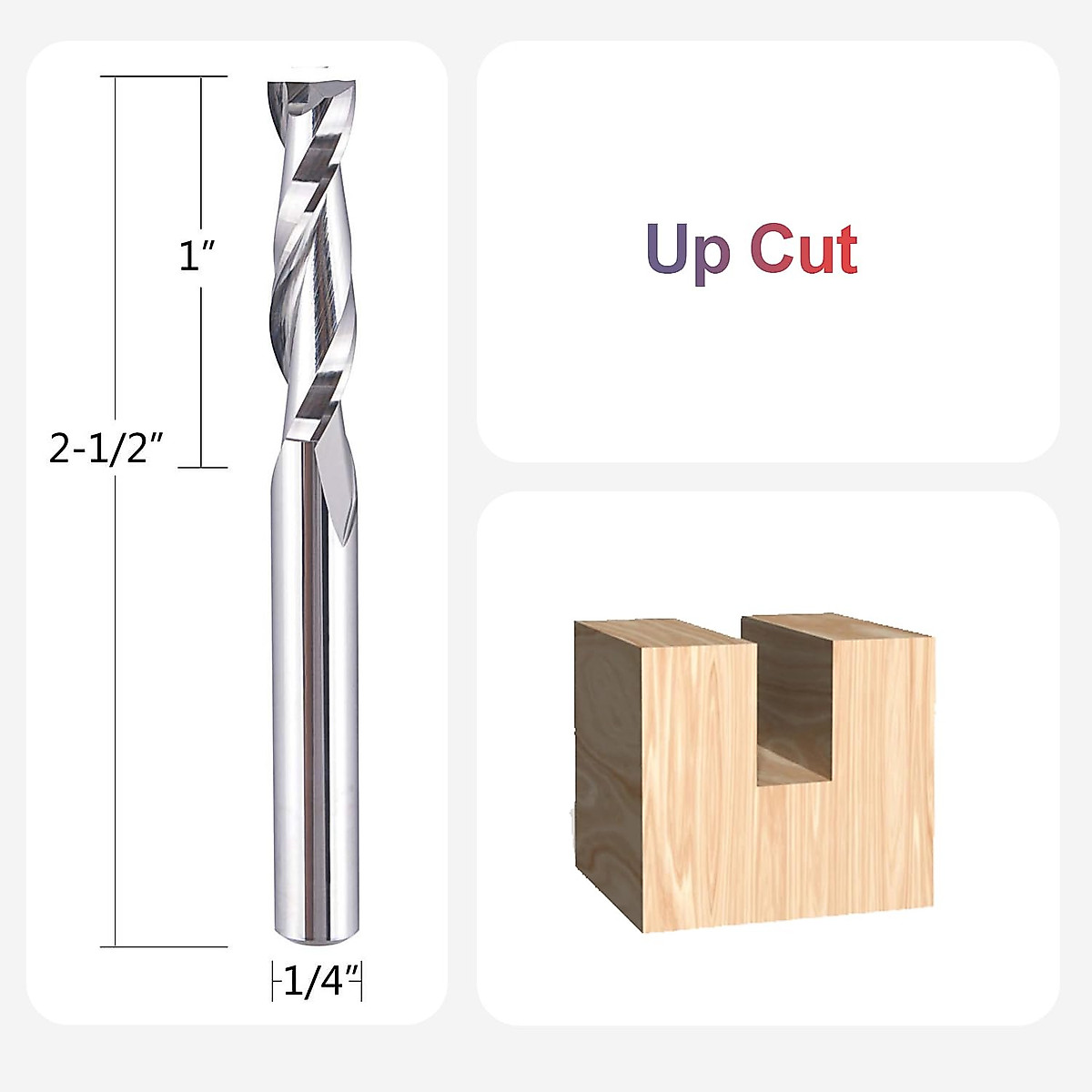 SpeTool Spiral Upcut Router Bit 1/4 inch Shank 1/4 inch Cutting Diameter Solid Carbide End Mill CNC Rourer Bits for Woodworking Wood Carving Tool