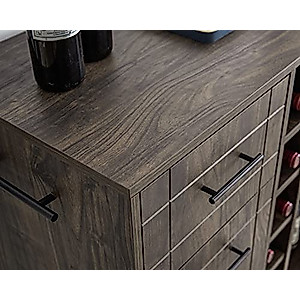 Home Source Oak Bar Cabinet with Wire Mesh Doors