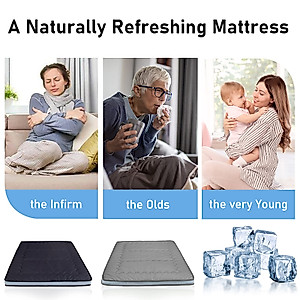 MAXYOYO Cooling Floor Mattress Japanese Futon Mattress for Hot Sleepers, Cooling Mattress Pad Portable Camping Mattress Roll Up Mattress for Summer, Breathable Mesh, Cool Sleep, Charcoal Black, Queen