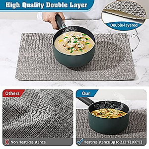 Tineeba PVC Placemats, Set of 6, Washable Dining Table Mats, Heat-Resistant, Easy to Clean, Non-Slip, Kitchen & Kids & Outdoor (Gray)