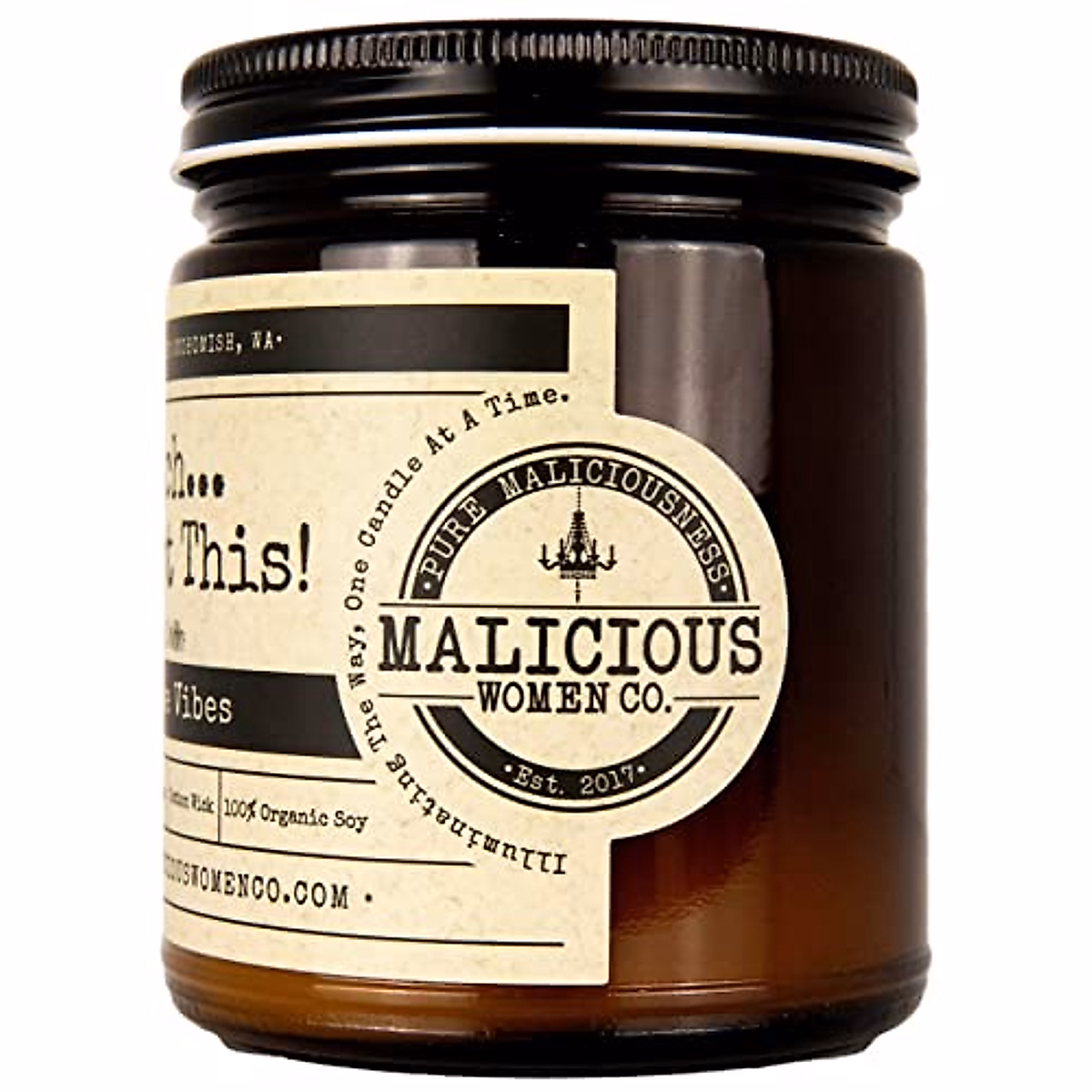 Malicious Women Candle Co - Bitch…You Got This!, Pink Chandelier Infused with Positive Vibes, All-Natural Soy Candle, 9 oz