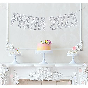 Prom 2023 Banner, Prom Night Decor, 2023 Graduation Decorations, Class of 2023 Grad Party Decorations Supplies Silver Glitter