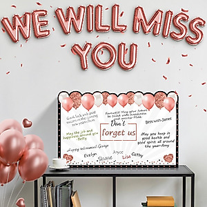 Turypaty Retirement Greeting Card for Coworkers Women, Large Rose Gold Guest Signature Book Gifts, We Will Miss You Good Luck Blessing Greeting Card for Going Away Farewell Decorations Party Supplies.