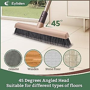 Eyliden Push Broom Indoor, Multi-Surface Angle Broom with 48" Long Handle, Stiff Bristle Floor Brush for Tile Bathroom Patio Garage Deck Concrete Wood Stone Cleaning Indoor Outdoor Rough Floor