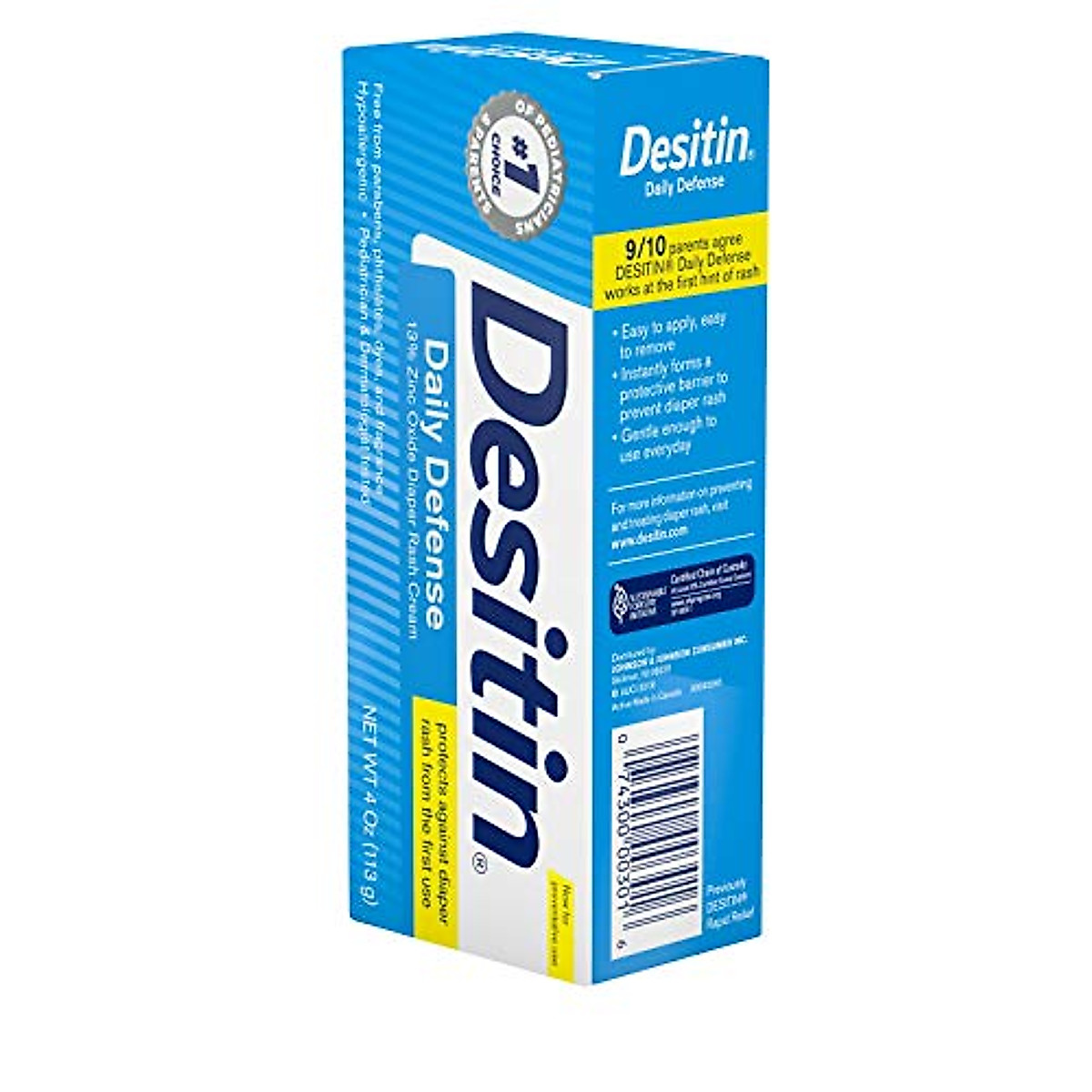 Desitin Daily Defense Baby Diaper Rash Cream with Zinc Oxide to Treat, Relieve & Prevent diaper rash, 4 oz