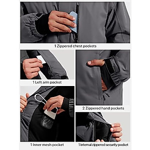 FREE SOLDIER Men's Waterproof Ski Snow Jacket Fleece Lined Warm Winter Rain Jacket with Hood Fully Taped Seams(Charcoal Gray,M)