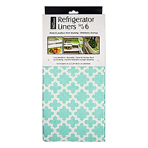 DII Fridge Liner Collection Non-Adhesive, Cut to Fit, 12x24, Aqua Lattice, 6 Piece