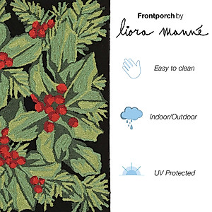 Liora Manne Holly Berries Indoor/Outdoor Rug, 2' X 3', Black