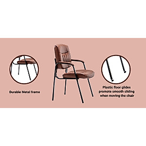 BTEXPERT Brown Leather Office Executive Waiting Room Guest Reception Side Conference Chair, BB5046BR