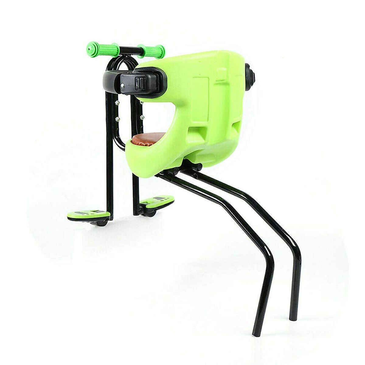 TBVECHI Child Bicycle Front Seat, Kids Bicycle Front Mount Baby Chair Carrier w/Nonslip Handrail & Foot Pedal Fit for Mountain Bike/Road Bike (Green-1)