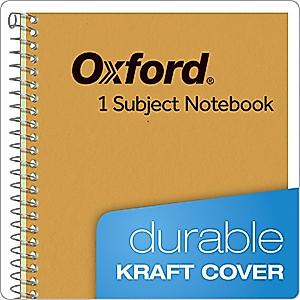 Oxford 1-Subject Kraft Notebook, 5" x 8", Narrow Rule, Kraft Cover, Green Tint Paper, 80 Sheets (25-401R)