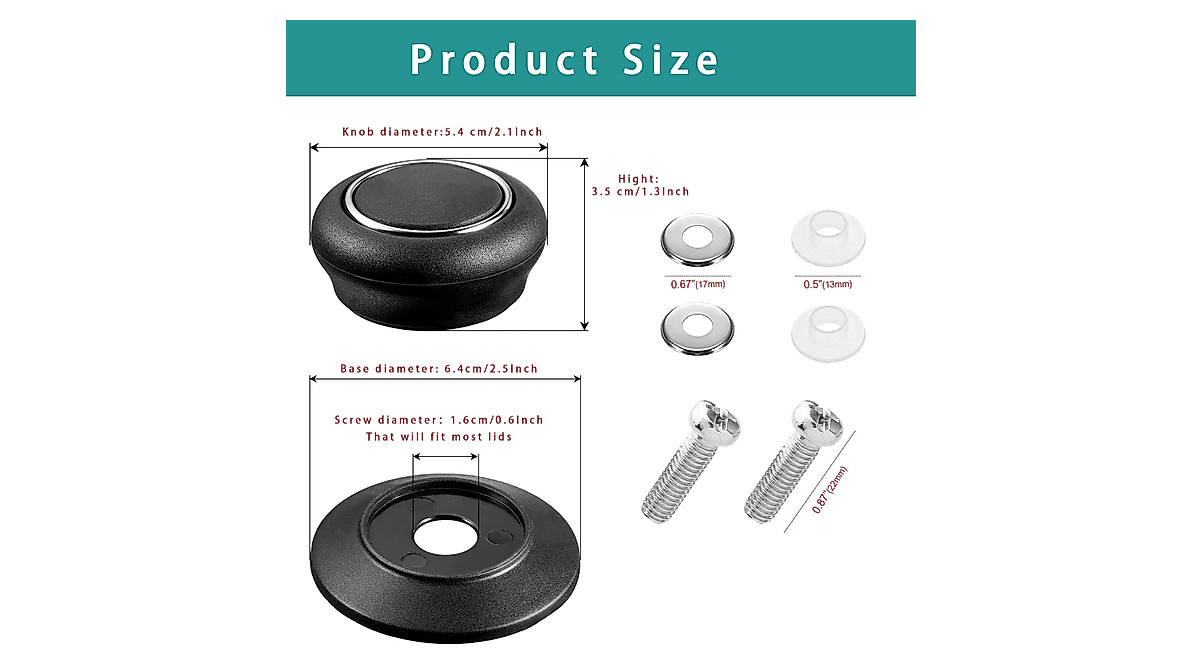 2 Pcs Universal Pot Lid Knob Replacement Pan Lid Holding Handle for ...