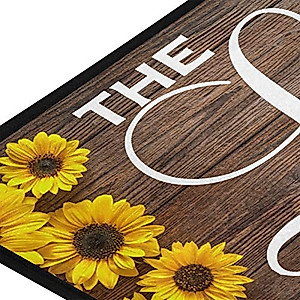 Laundry Room Rug Area Mat Non-Slip Sunflower and Wooden Board 1 Runner Rug Rubber Backing Floormat Runner, 39 x 20 Inch,Super Absorbent