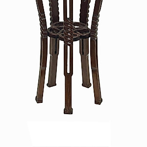 Chinese Oriental Round Brown Ru Yi 5 Legs Plant Stand Pedestal Table Acs7710