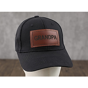 New Grandpa Gift，Grandpa Leather Patch Trucker Hat，Best Gift for Grandpa，Baseball Hat for Grandpa Black
