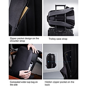 WINKING Laptop Backpack for Men Women - Laptop Backpack 15.6" Anti Theft Slim Business Backpack With USB Charging Port, Durable College School Backpack For Traveling, Hiking, Commuting, Black