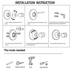 JiePai Shower Head Holder, Solid Brass Adjustable Shower Holder Bracket,Shower Wall Mount Holder with Screws (Chrome)