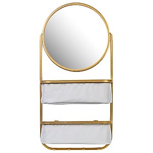 South Street Loft Iron Storage Rack with Mirror (Gold)