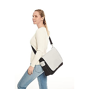 Bellotte Heavy-Duty Messenger Diaper Bag with Changing Pad, Large Capacity Messenger Diaper Bag with Stroller Straps (Grey)