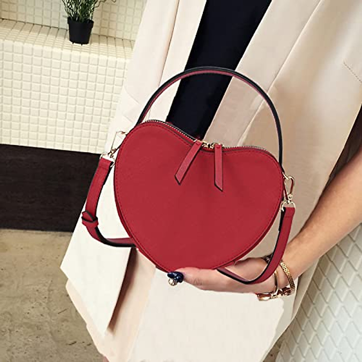 CATMICOO Small Heart Shaped Purse for Women with Removable Crossbody Strap