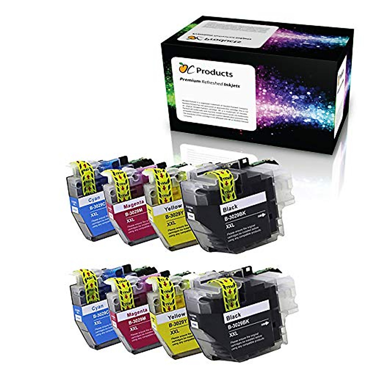 OCProducts Compatible Ink Cartridge Replacement 8 Pack for Brother LC3029 for MFC-J5830DW MFC-J5930DW MFC-J6535DW MFC-J6935DW (2 Black, 2 Cyan, 2 Magenta, 2 Yellow)